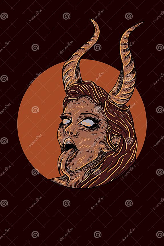Horned Devil Girl Vector Illustration Stock Vector - Illustration of ...