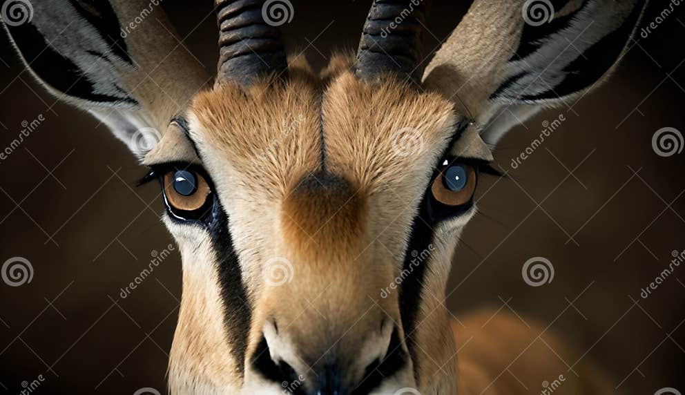 Horned Impala Posing Front View Looking Alert Generated by AI Stock ...