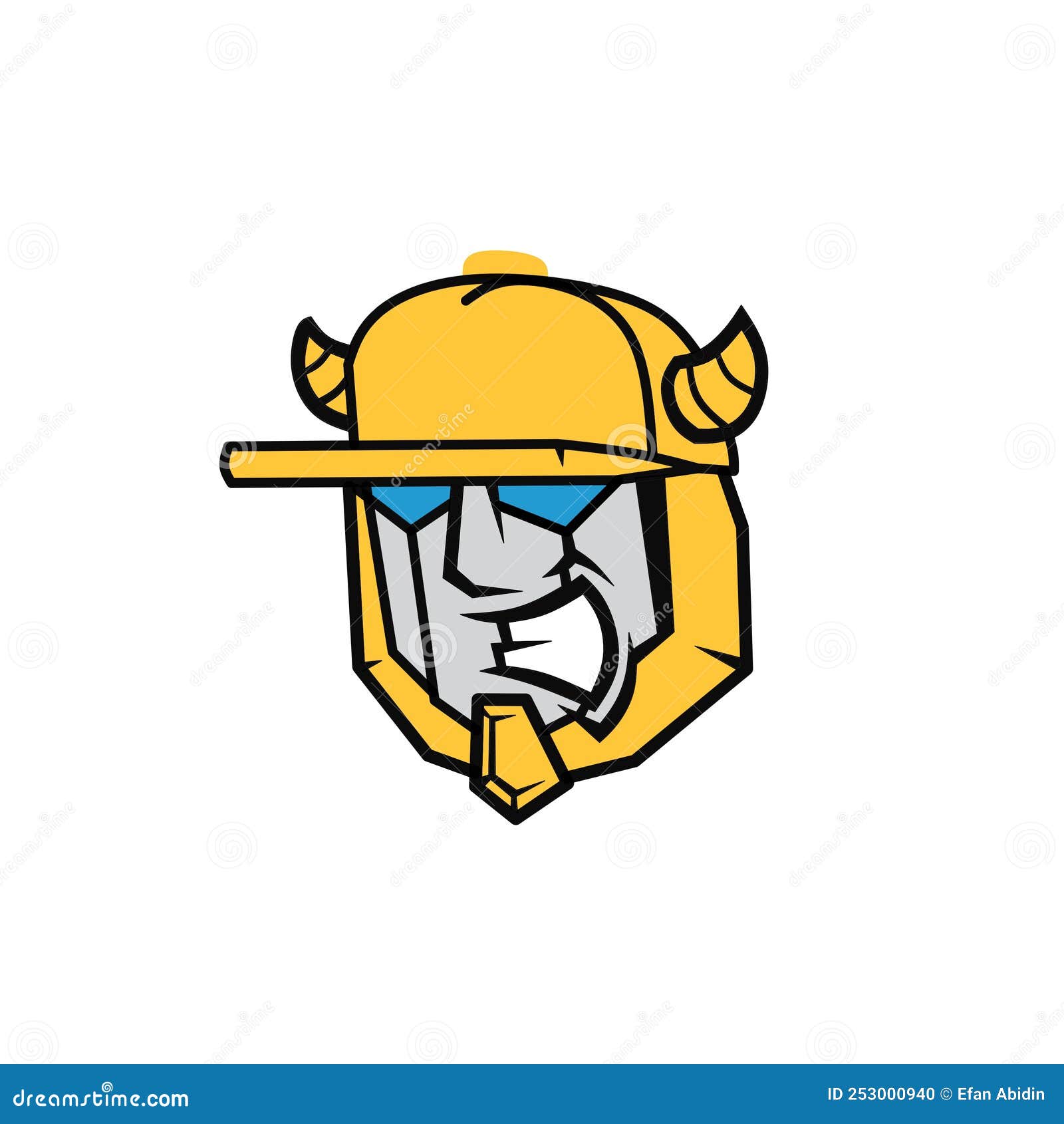 Horned Man Character Face Design Stock Illustration - Illustration of ...