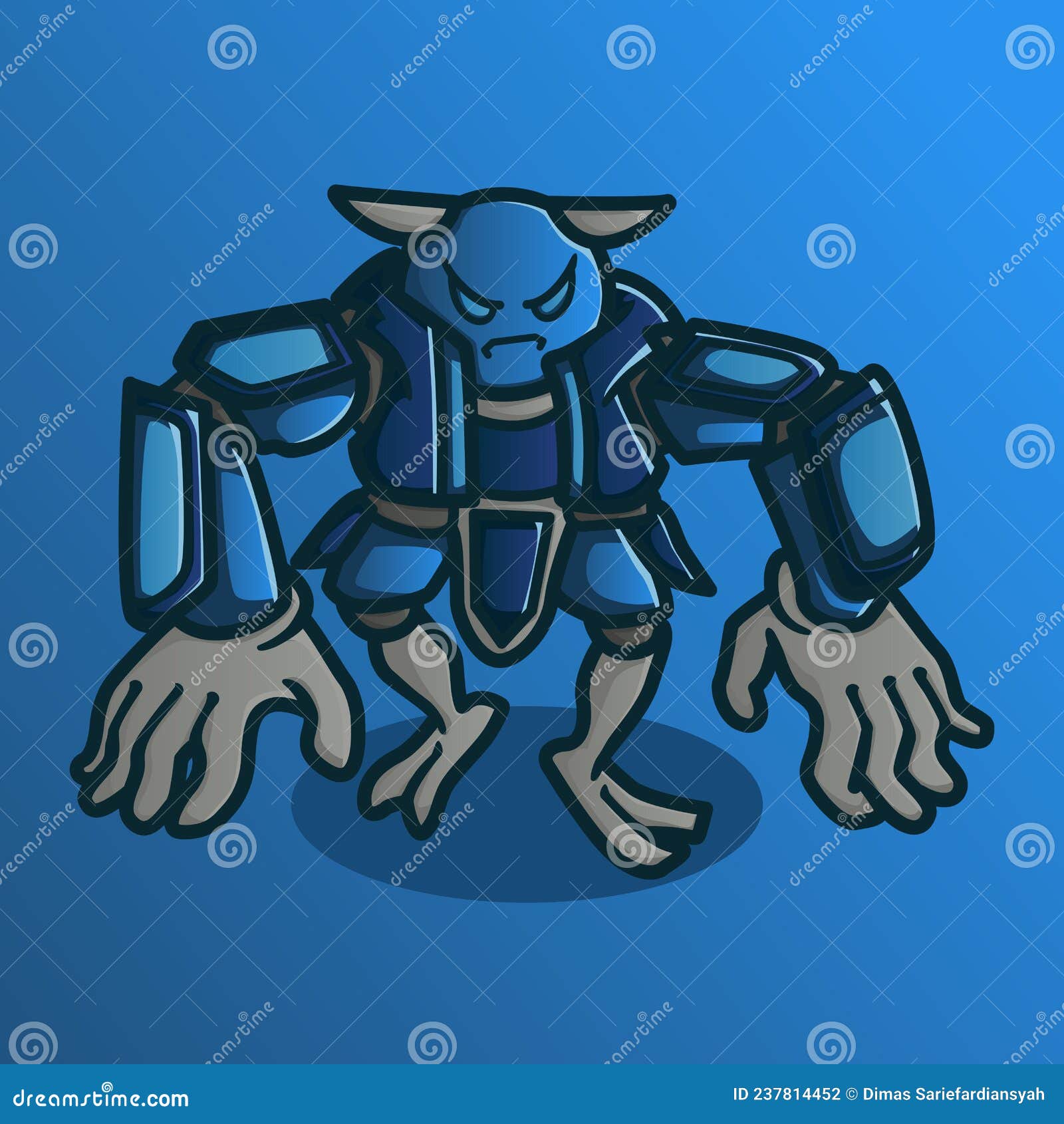 Horned Monster with Big Hands for Game Character Design Stock Vector ...