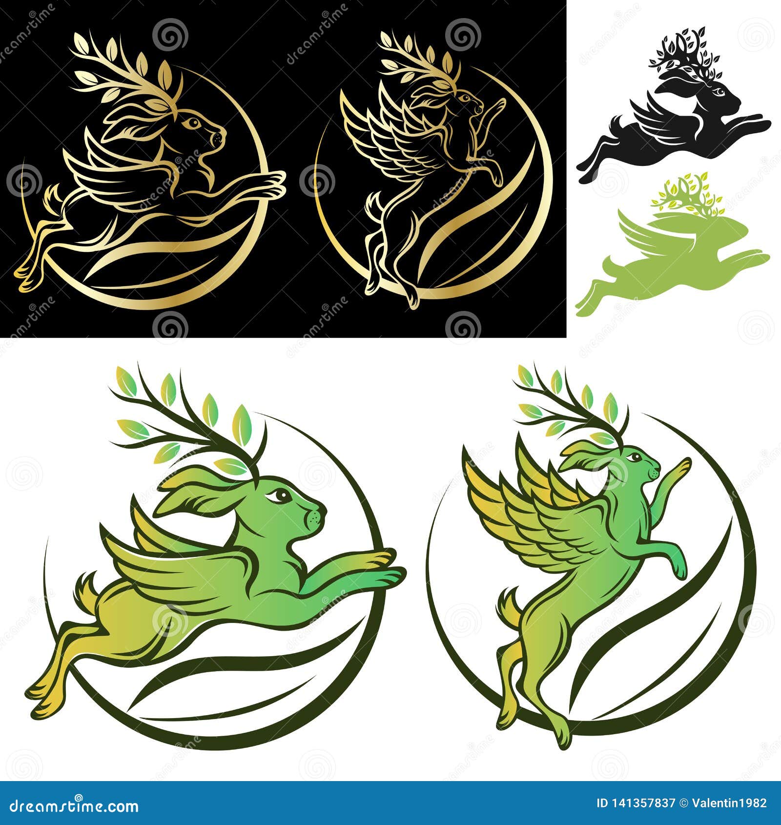 Horned Rabbit Logo. Vector Illustration. Stock Vector - Illustration of ...