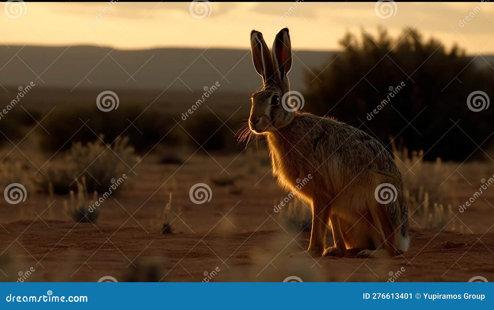 Horned Rabbit Sitting in Grass at Dusk Generated by AI Stock ...