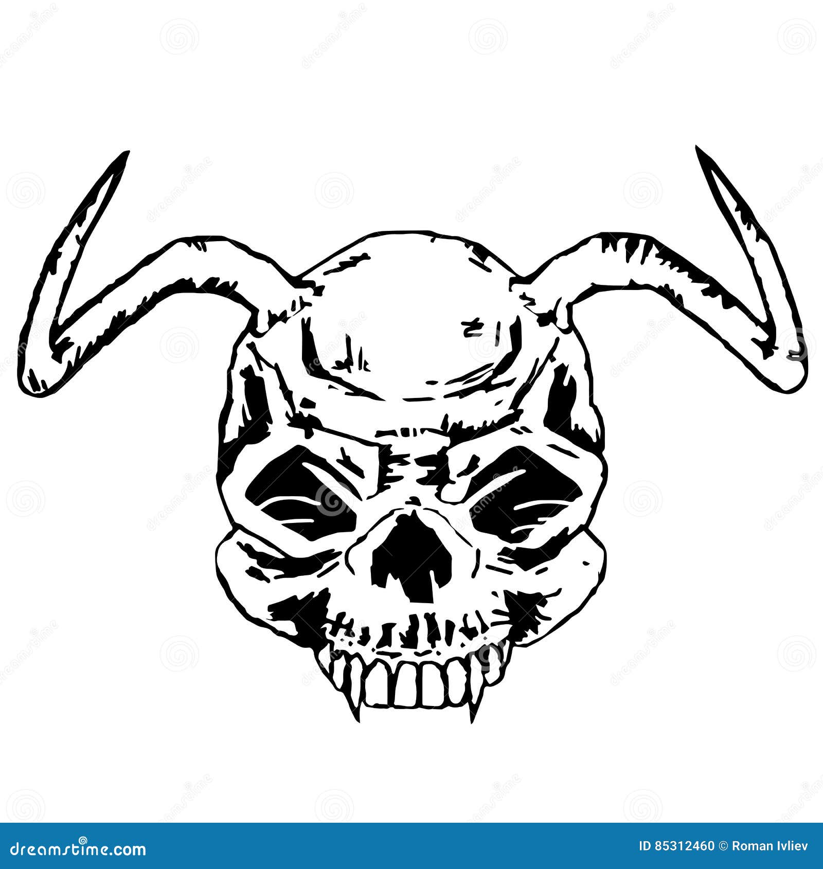 Horned skull of the beast stock vector. Illustration of horned - 85312460