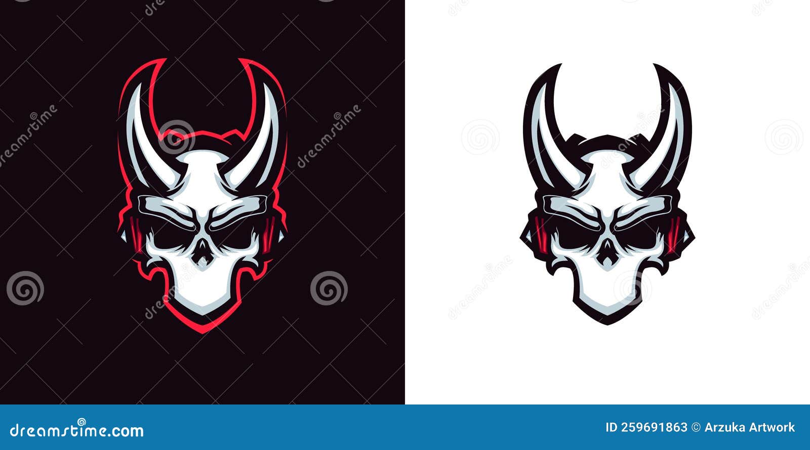 Horned Skull with Headphone Vector Mascot Template Stock Vector ...