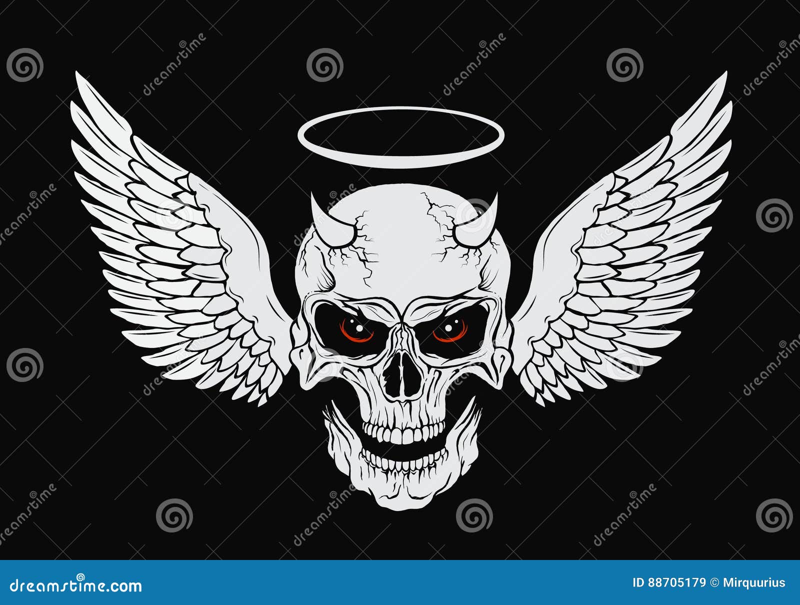 Skull With Wings Cartoon Vector | CartoonDealer.com #16347153
