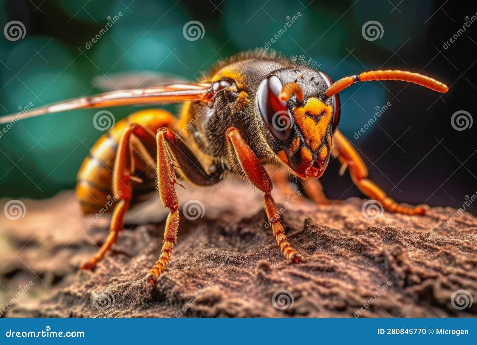 Hornet Up Close with Its Intricate Patterns, Formidable Stinger, and ...