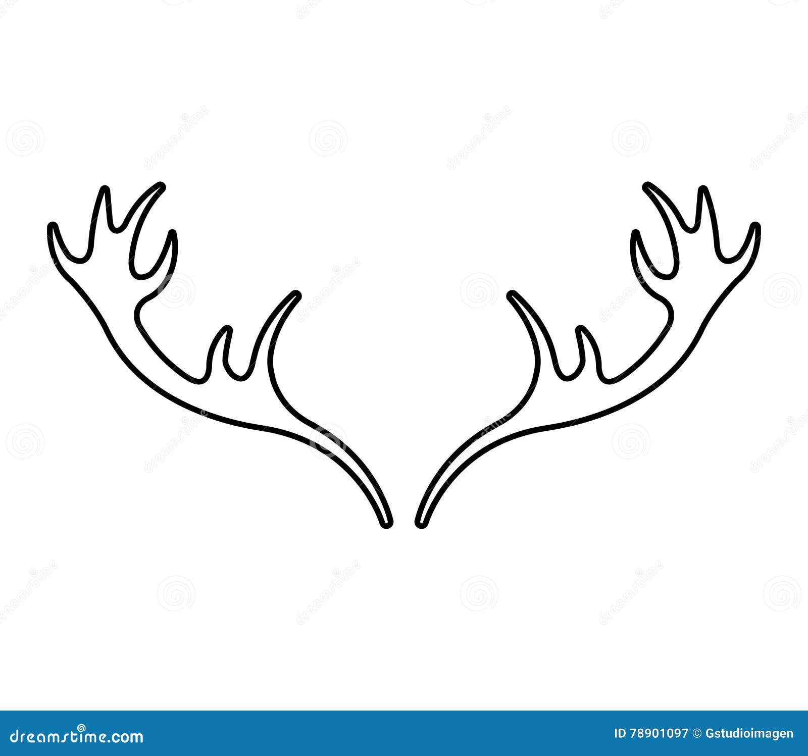 Horns Reindeer Isolated Icon Stock Illustration - Illustration of deer ...