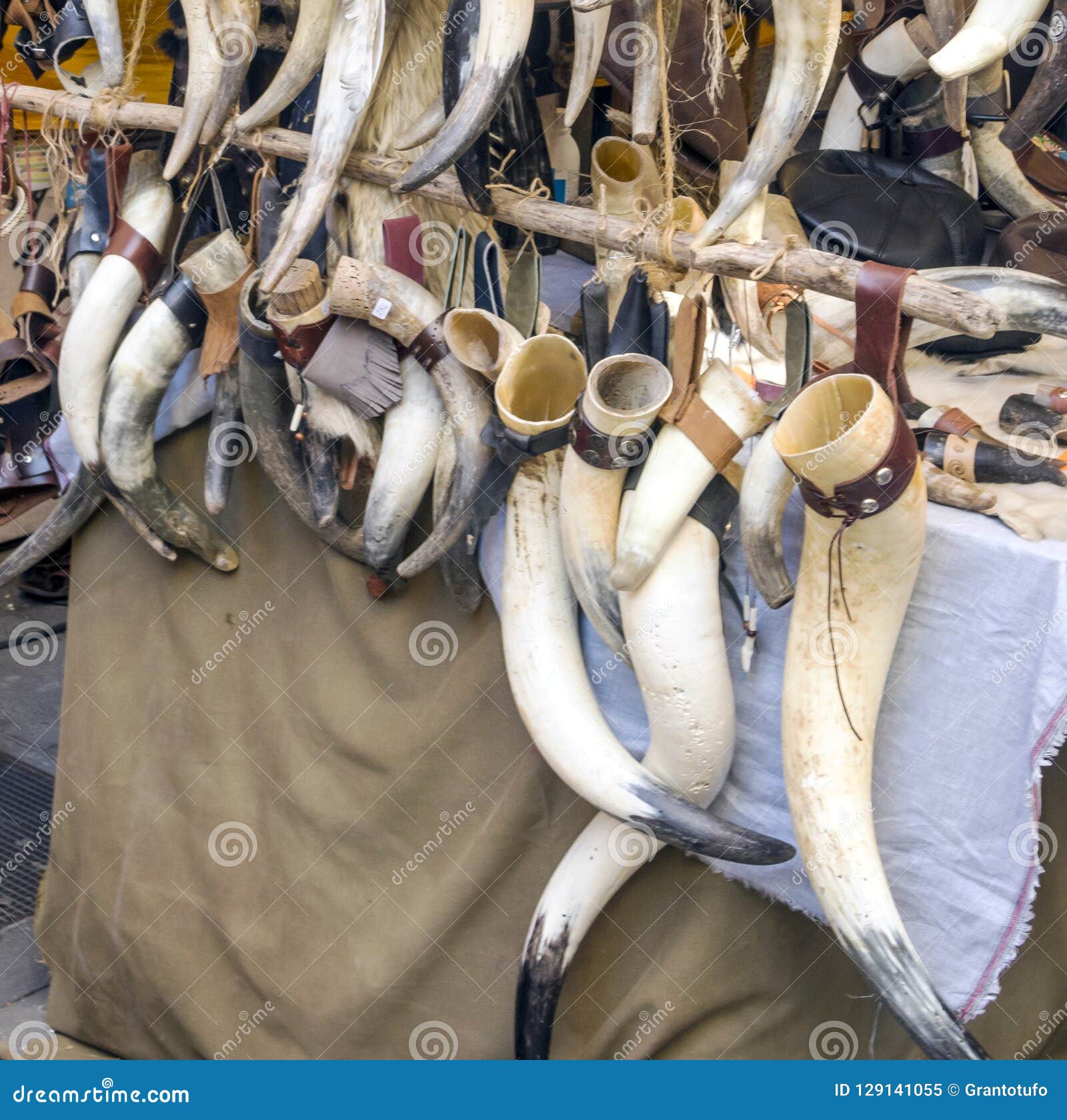 Horns to drink stock image. Image of horns, market, inside - 129141055
