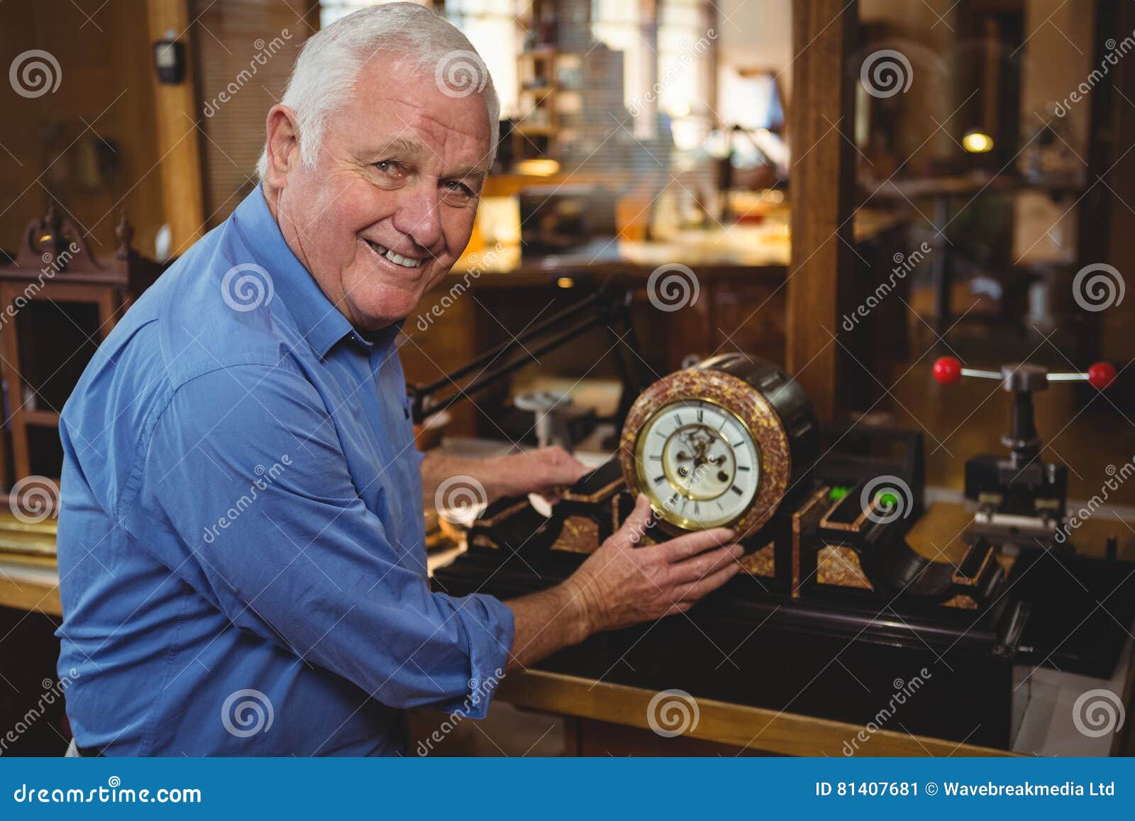 Horologist Checking a Clock in Workshop Stock Image - Image of accurate ...