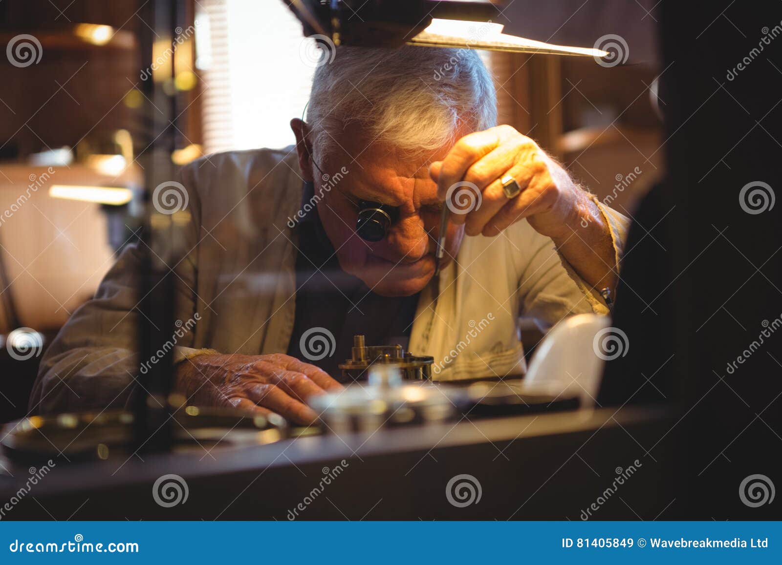 Horologist Repairing a Watch Stock Image - Image of clock, clockwork ...