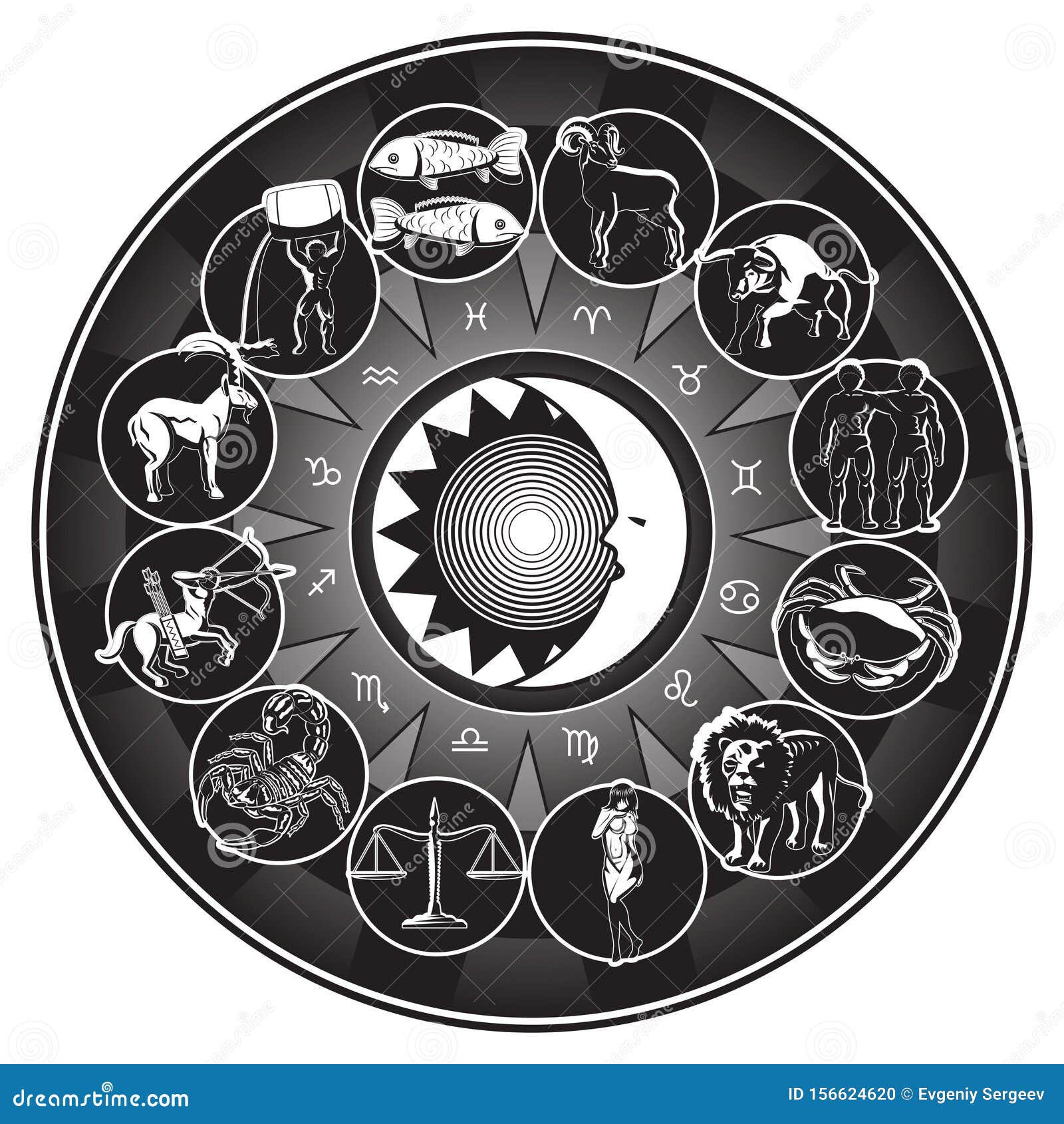 Horoscope And Astrology Circle Zodiac With Twelve Signs Vector