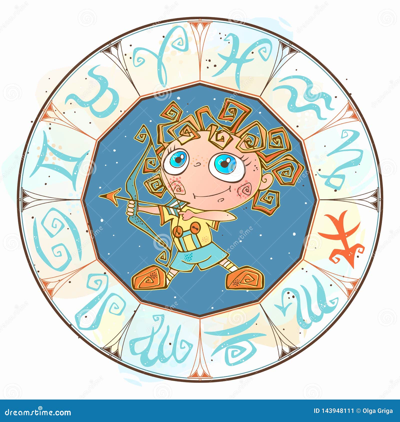 Horoscope for Children Sign Saggitarius in the Zodiac Circle. Vector ... Horoscope for Children Sign Saggitarius in the Zodiac Circle. Vector ...