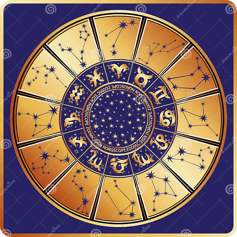 Horoscope Circle Zodiac Sign Constellations Stars Stock Vector