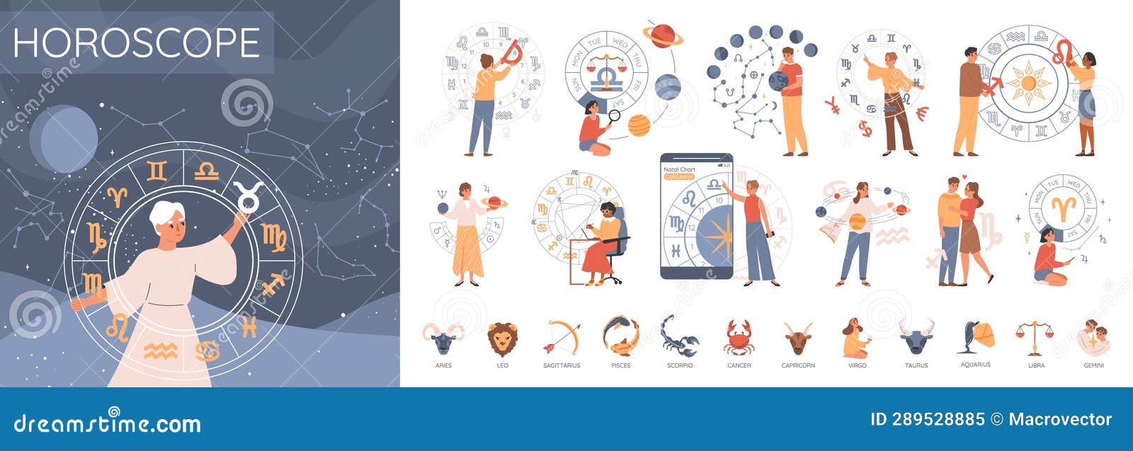 Horoscope Concept Set stock illustration. Illustration of taurus ...