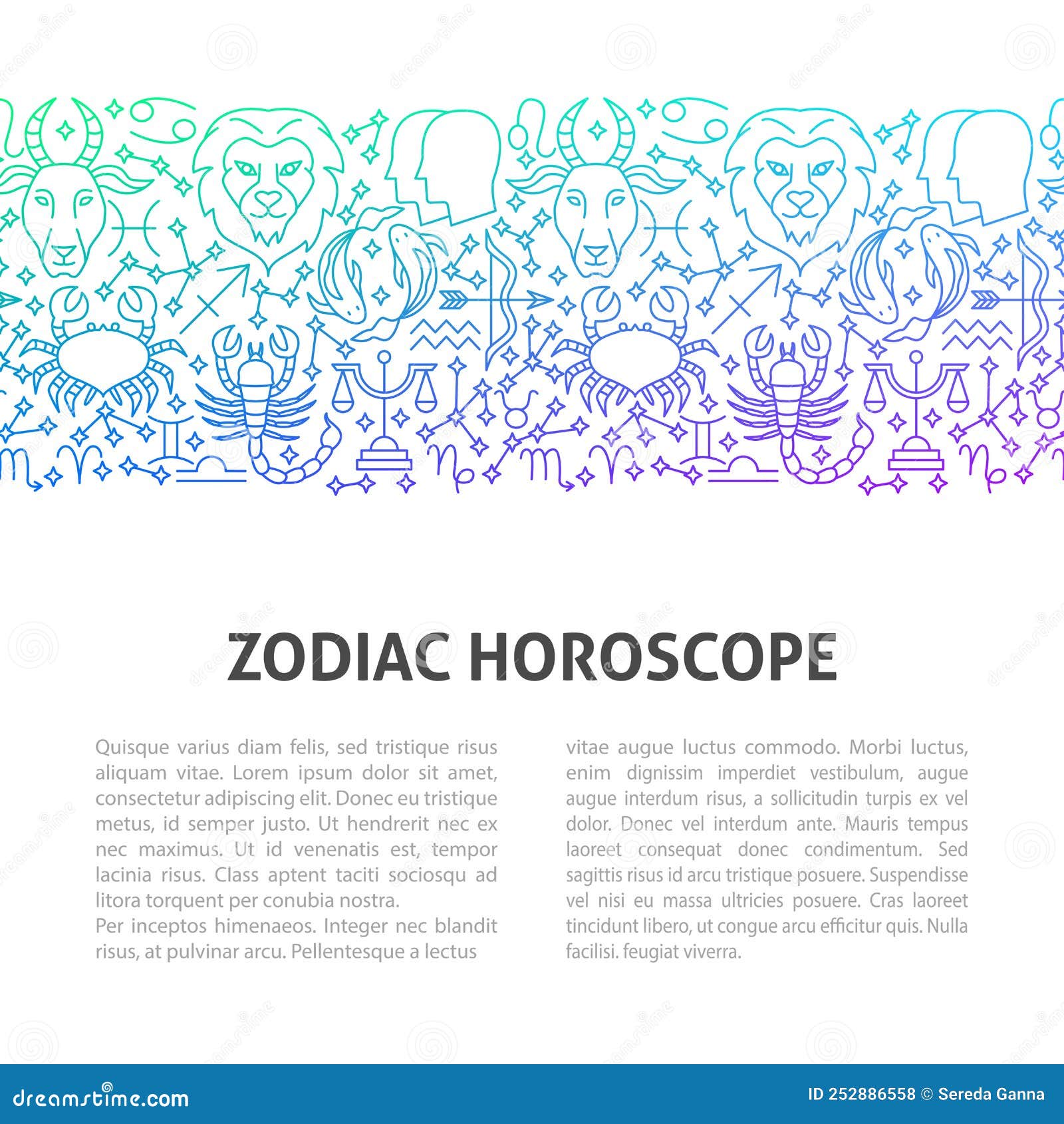 Horoscope Line Template stock vector. Illustration of scorpio - 252886558