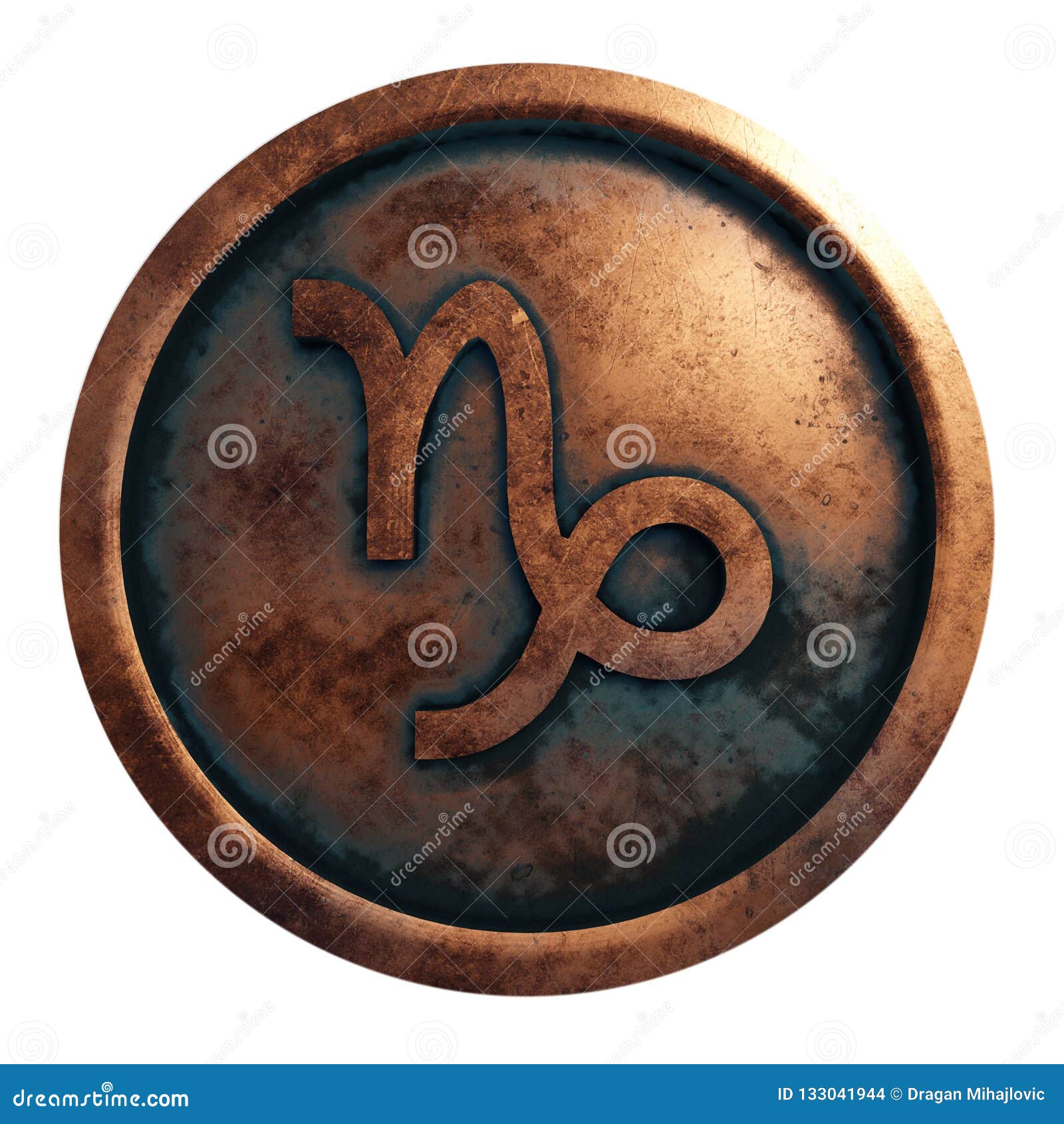 Horoscope Sign Capricon in Copper Circle Stock Illustration ...