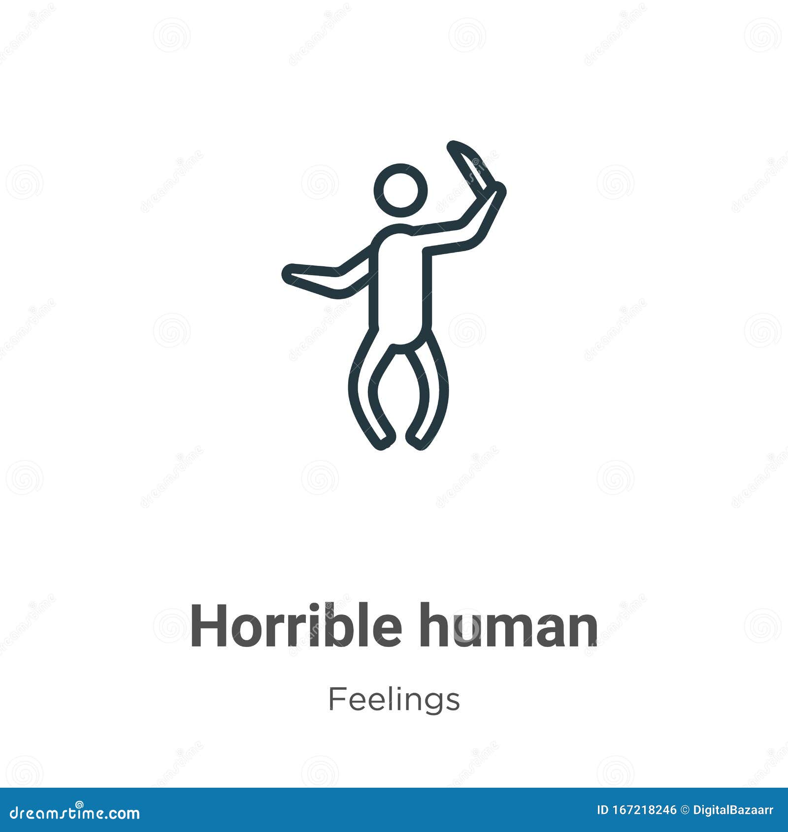 Horrible Human Outline Vector Icon. Thin Line Black Horrible Human Icon ...