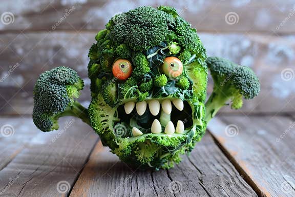 A Horrible Monster Made from Broccoli Stock Illustration - Illustration ...