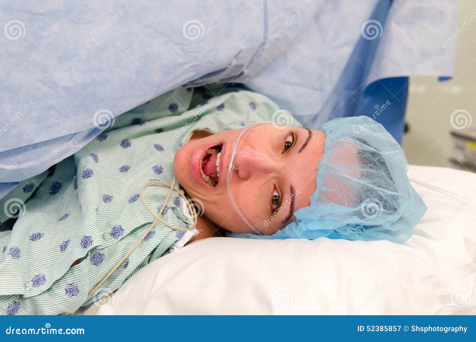 Horrified Woman Screaming during Surgery Stock Image - Image of ...