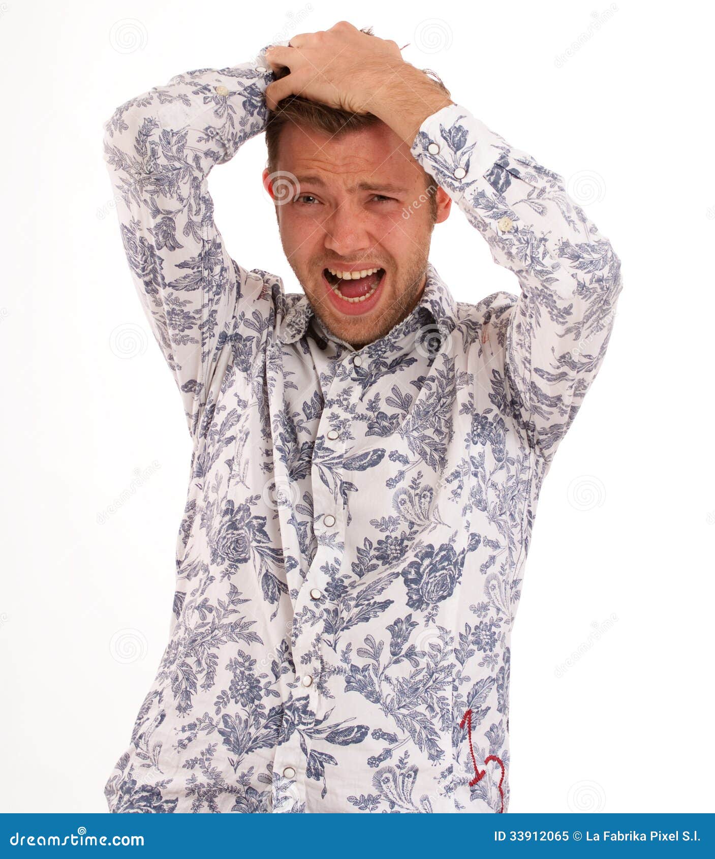 Horrified young man stock image. Image of young, stubble - 33912065