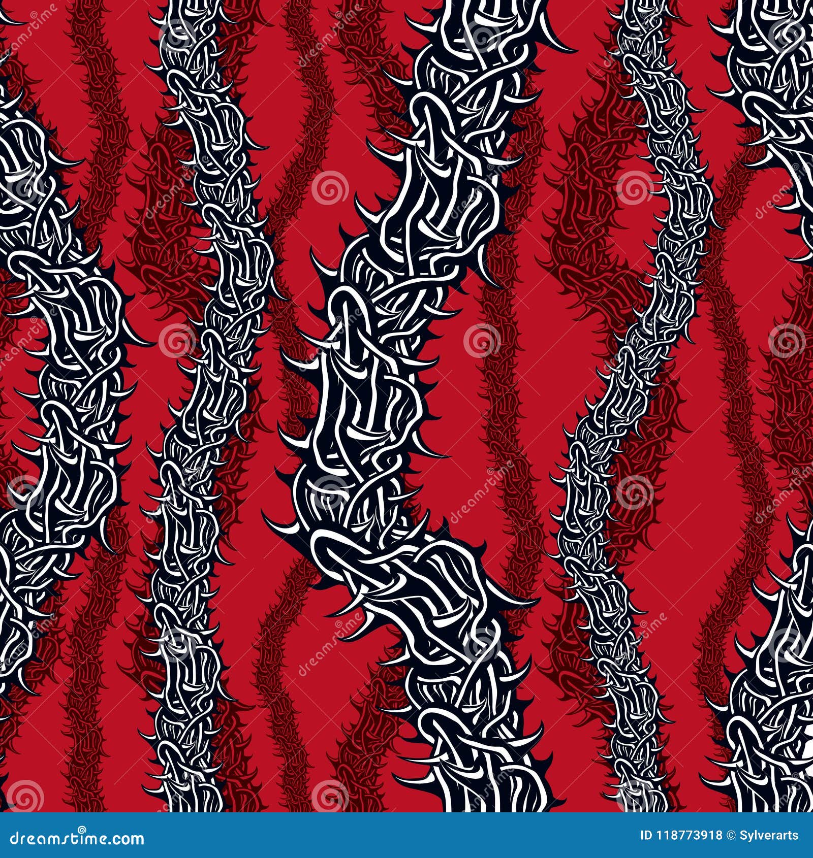 Horror Art Style Seamless Pattern, Vector Background. Blackthorn Stock ...