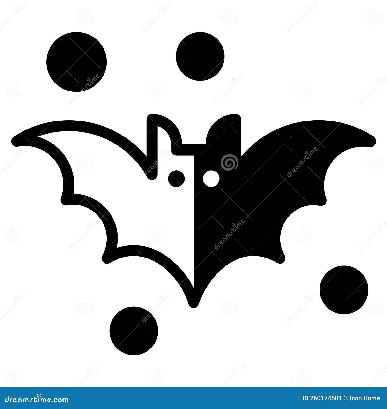 Horror Bat Vector Black Filled Outline Stock Vector - Illustration of ...