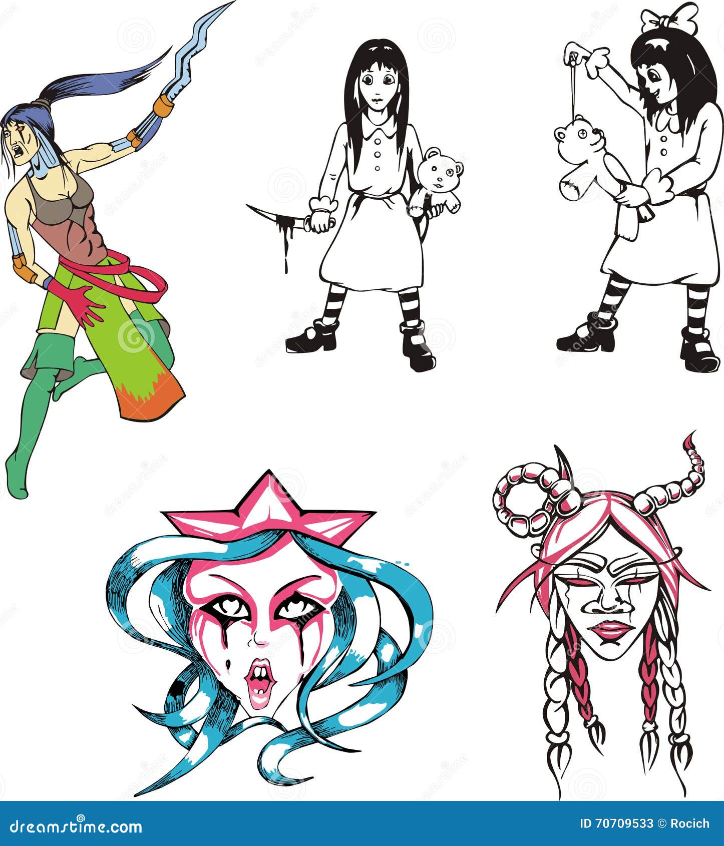 Horror Bloody Girls Cartoon Vector | CartoonDealer.com #70709533