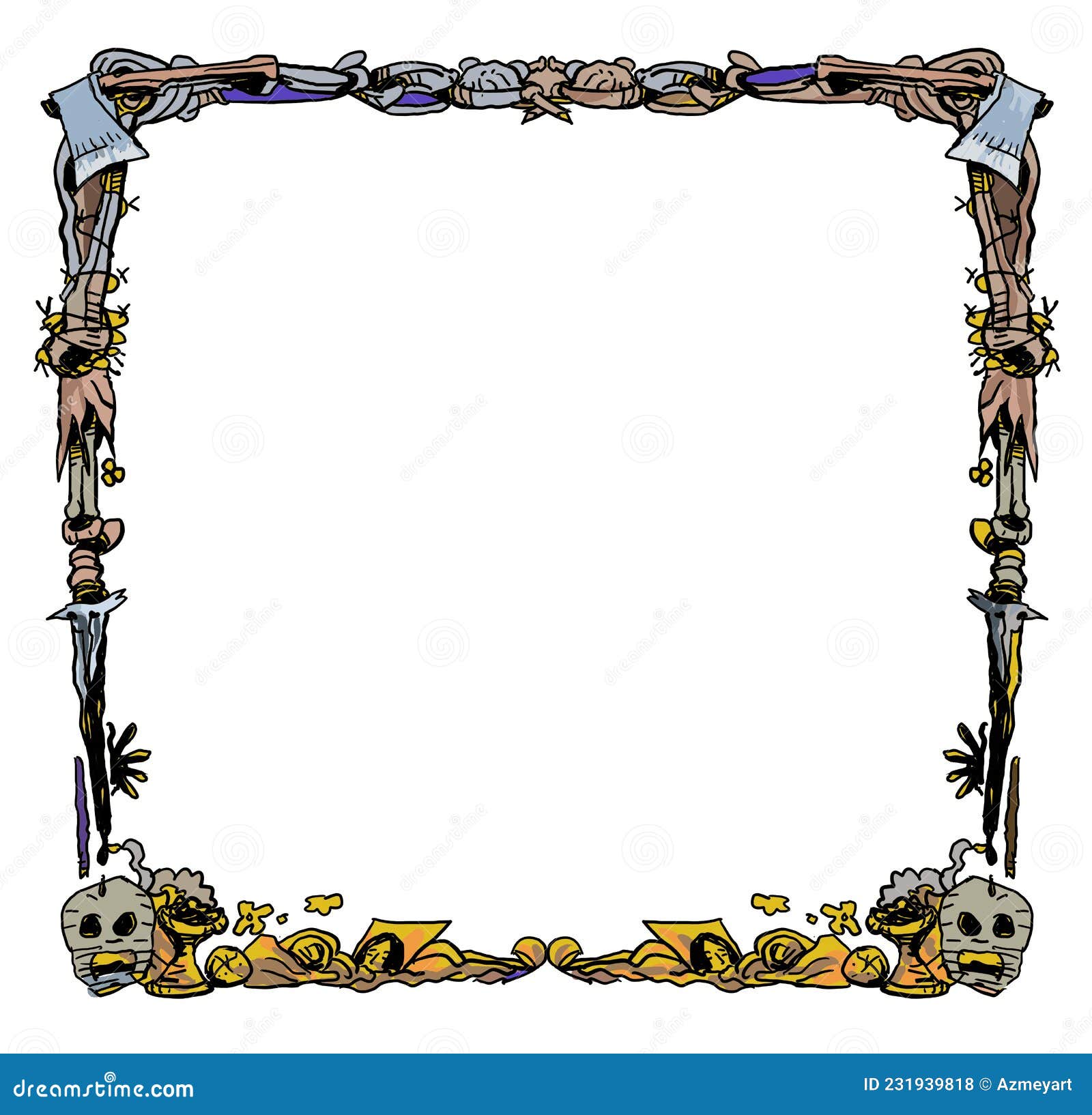 Horror Border Background with Freehand Style Drawing Stock Vector ...