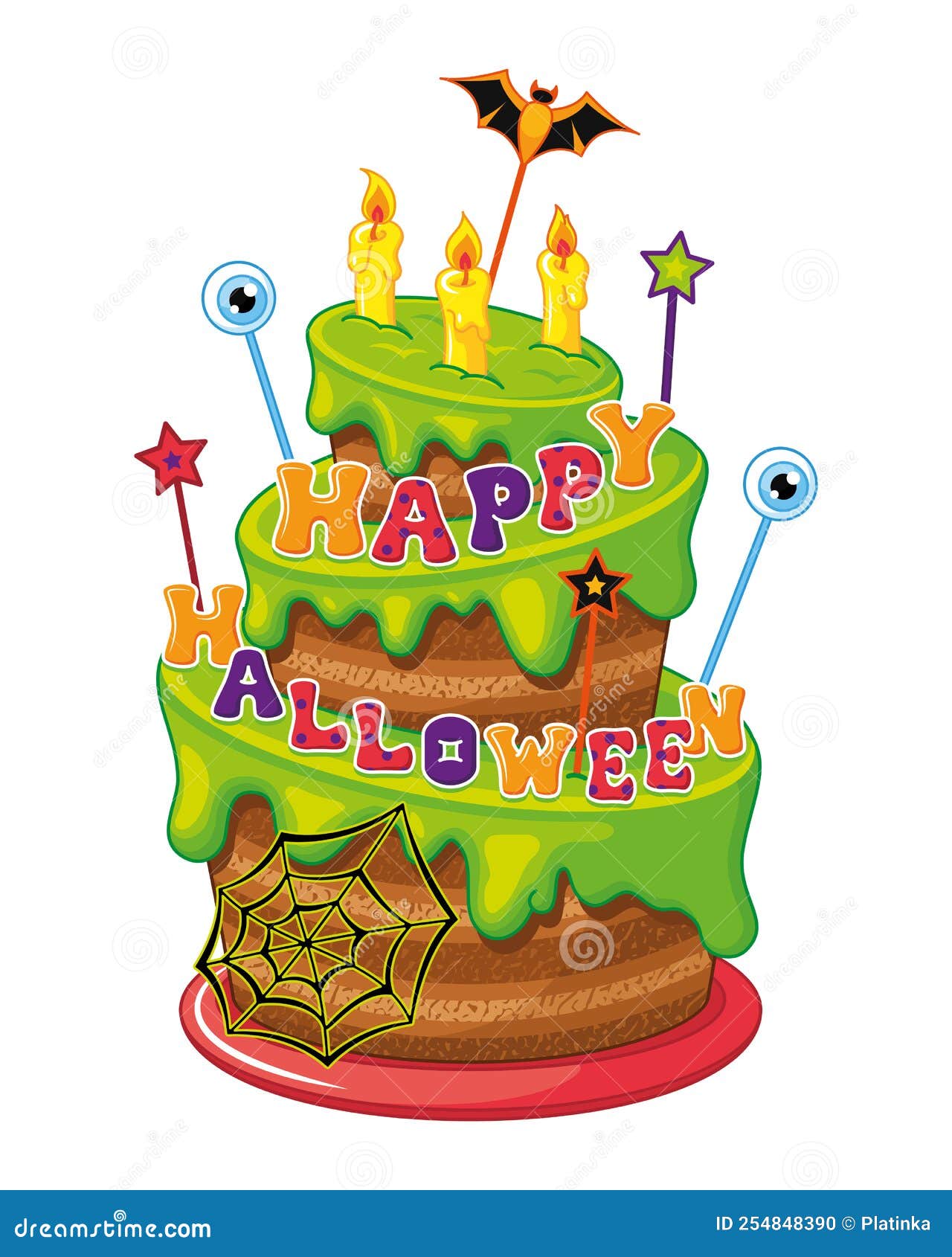 Horror Cake for Halloween Cartoon Vector Illustration Stock Vector ...