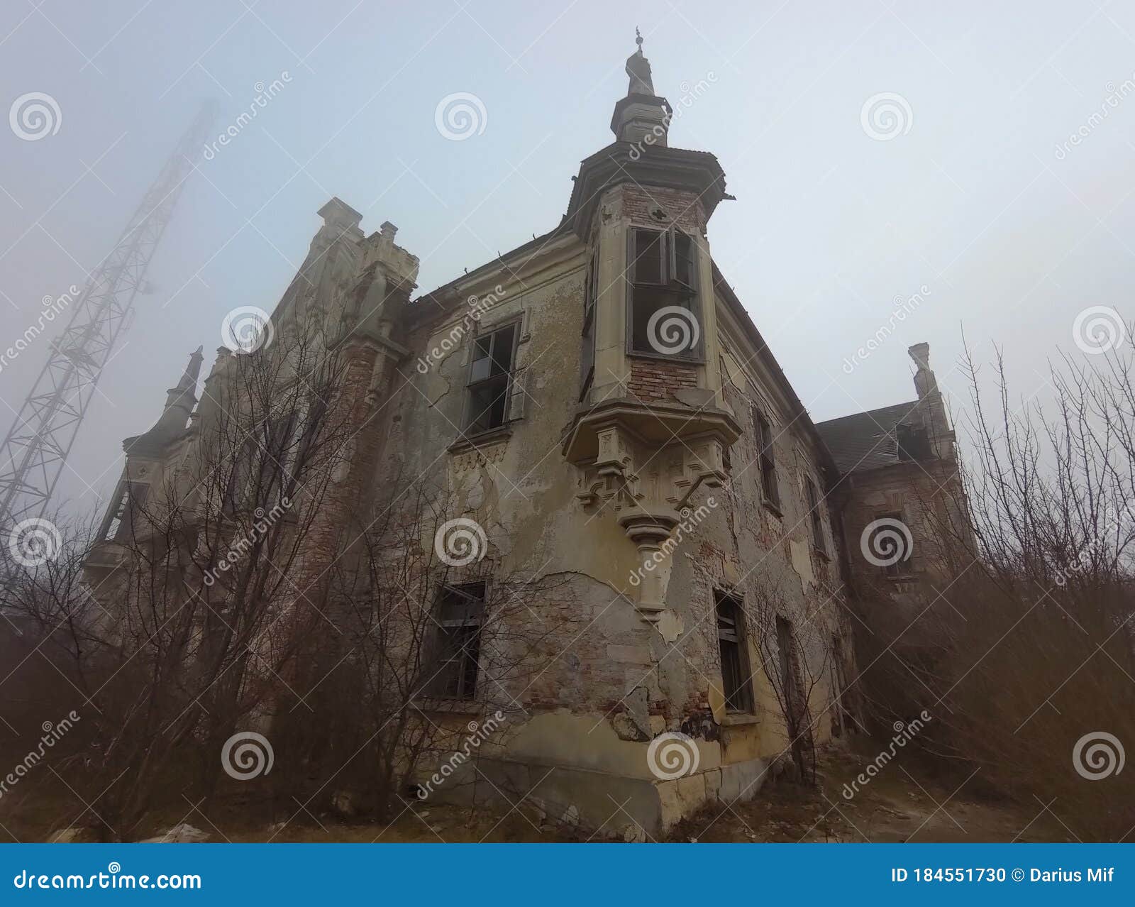 Horror castle haze stock photo. Image of haze, spire - 184551730