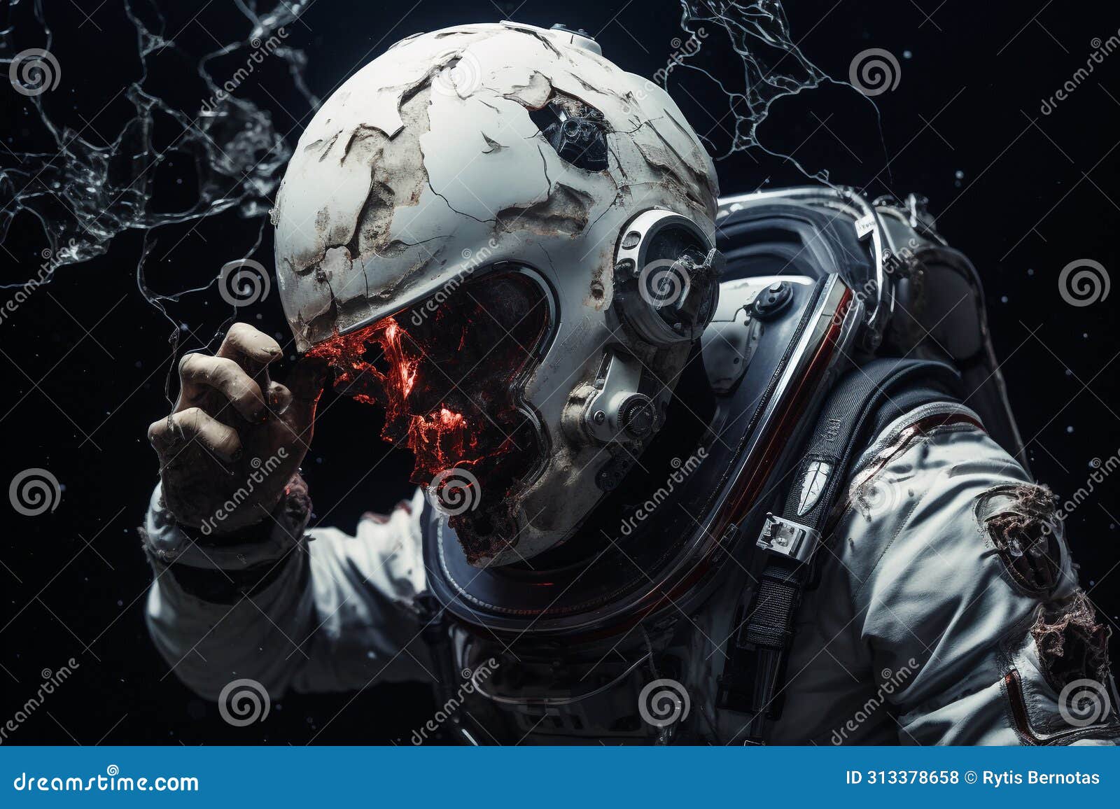 Horror Concept of Dead Astronaut in Space with Broken Helmet Stock ...