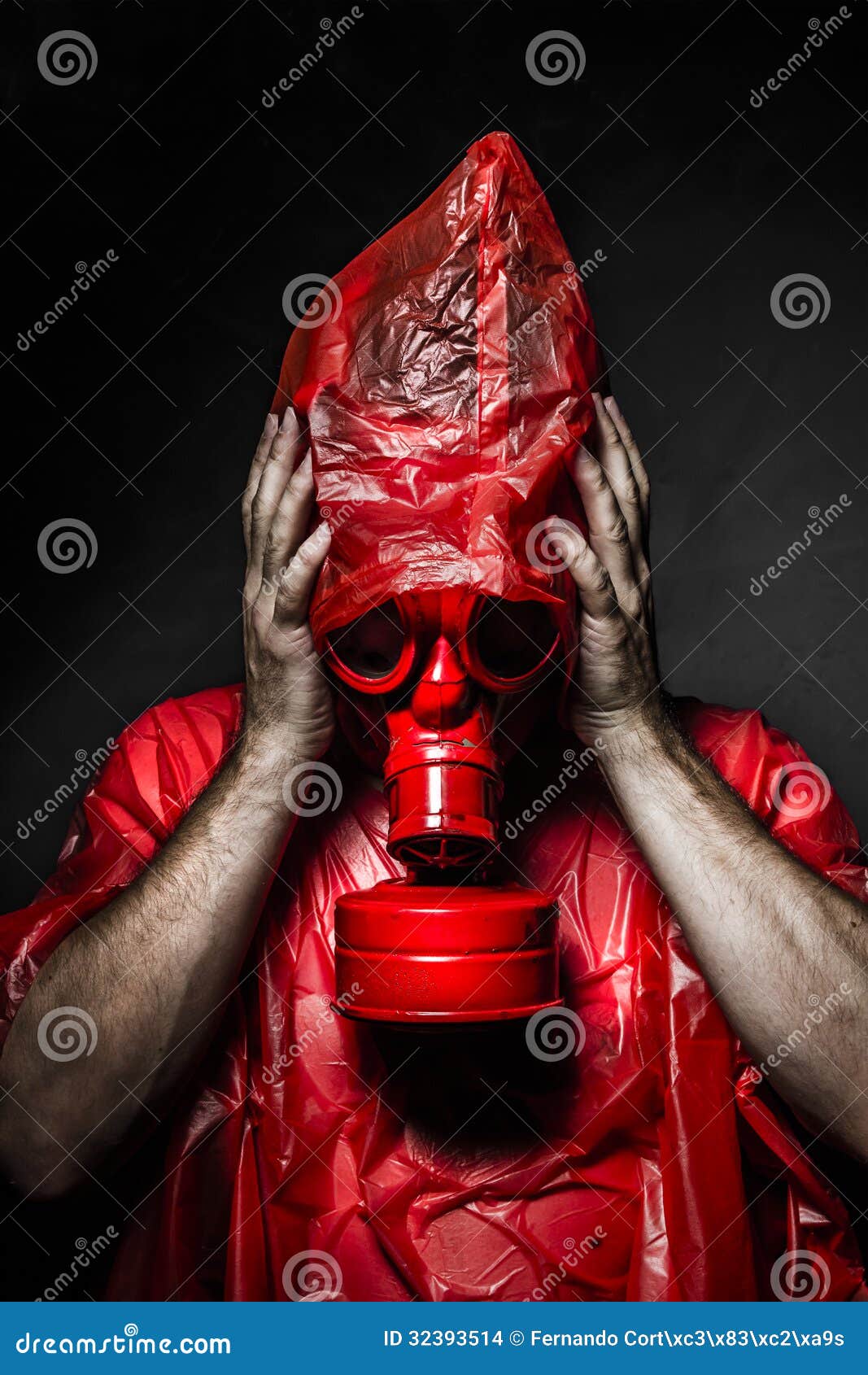 Horror Concept, Man with Red Gas Mask. Stock Photo - Image of equipment ...
