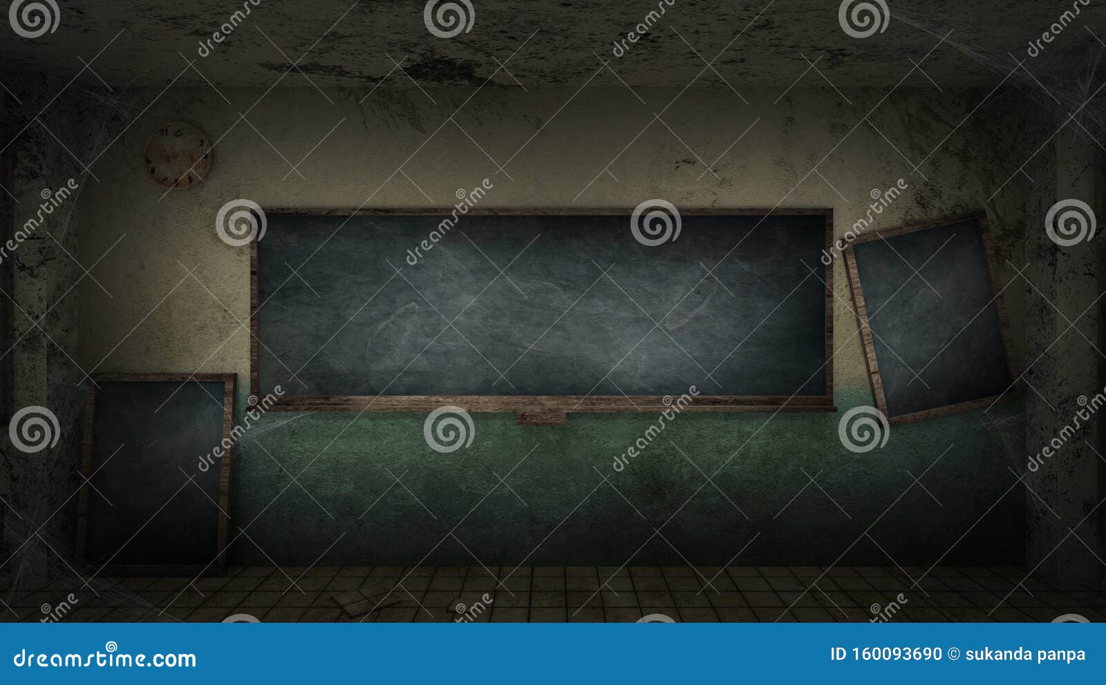 Horror and Creepy Classroom in the School. 3D Rendering Stock ...