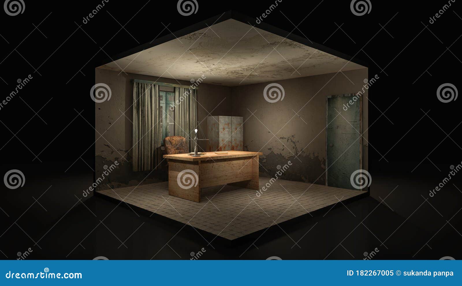 Horror and Creepy Working Room in the Hospital .3D Rendering Stock ...