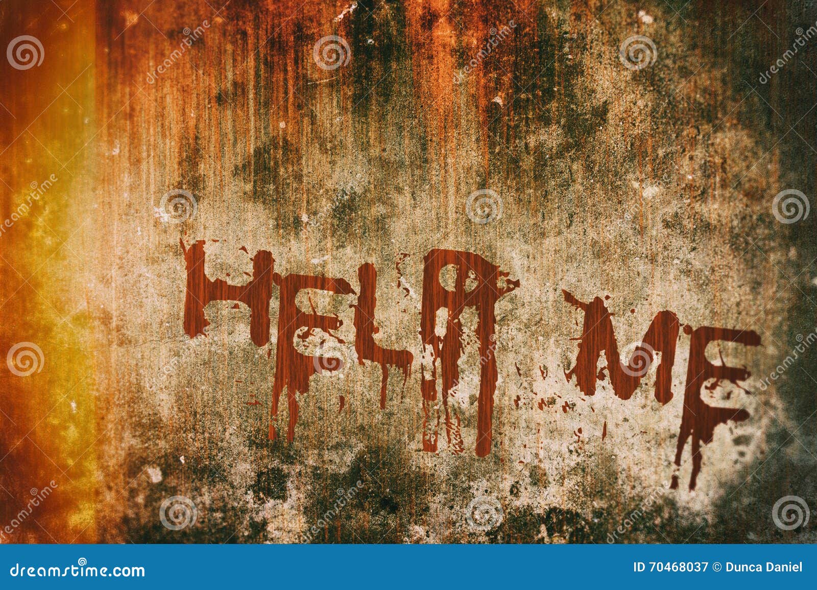 Horror Crime Concept. Help Message on Bloody Background Wall Stock ...