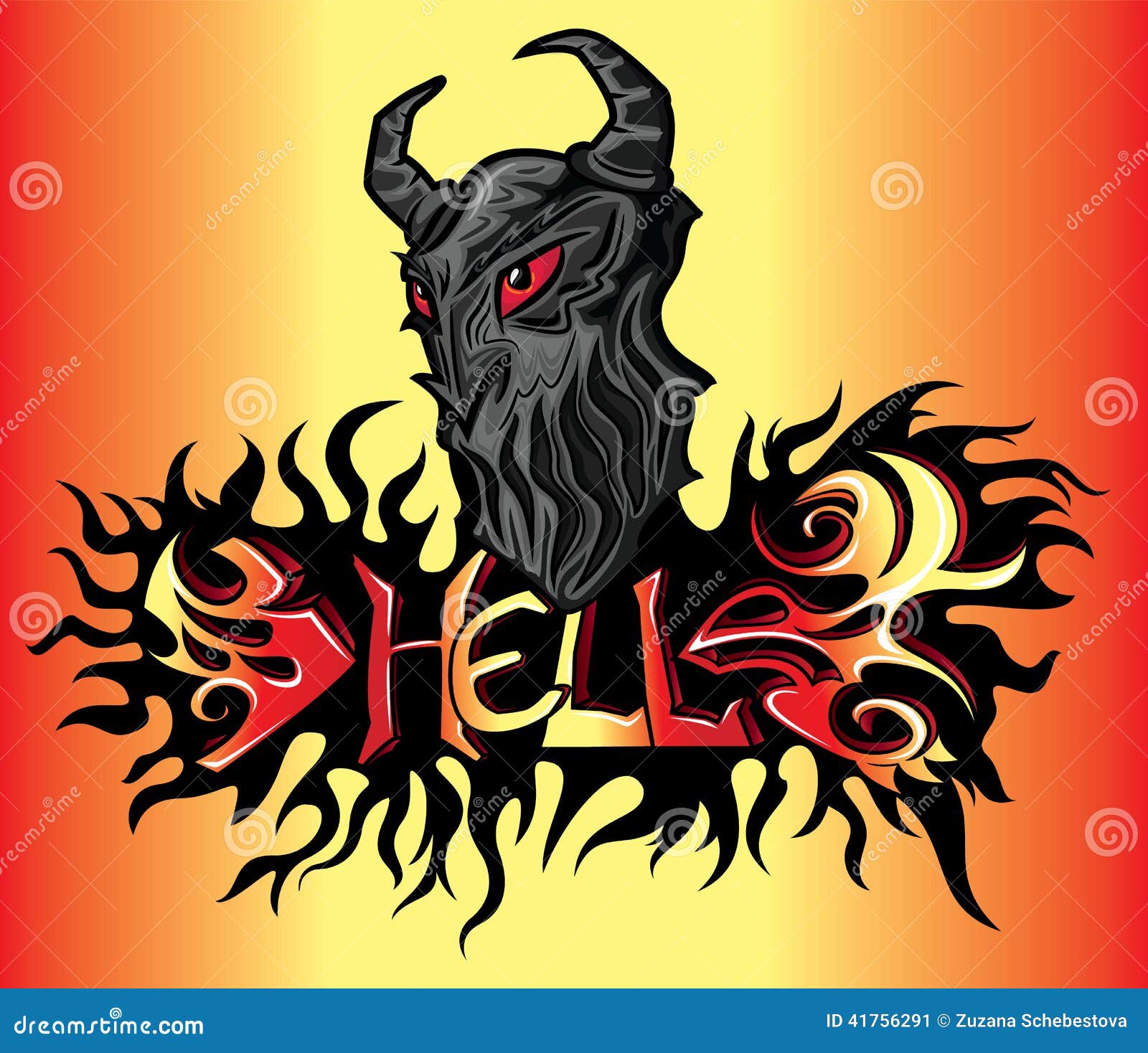 Horror Devil Demon in Flames Illustration Stock Illustration ...
