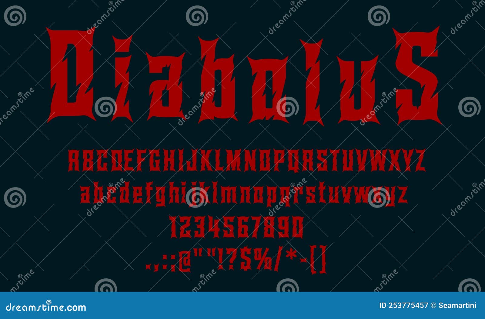 Horror, Devil Evil Font, Scary Red Bloody Typeface Stock Illustration ...