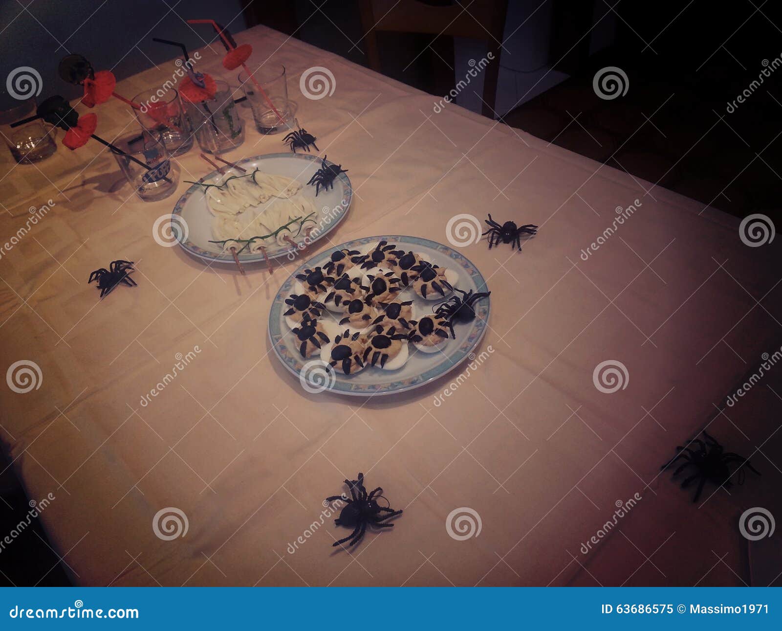 Horror Dinner Halloween stock image. Image of broom, table - 63686575