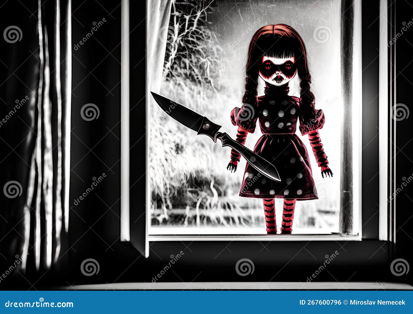 Horror Doll Killer, Generative AI Illustration Stock Illustration ...