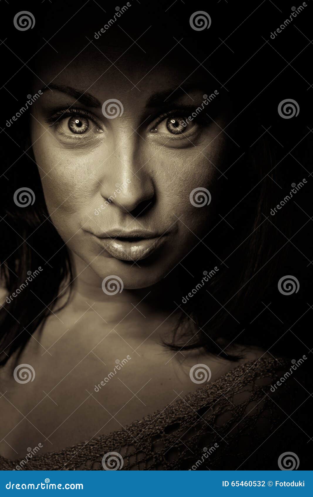 Horror Emotion Dark Girl Face Stock Photo - Image of gothic, attractive ...