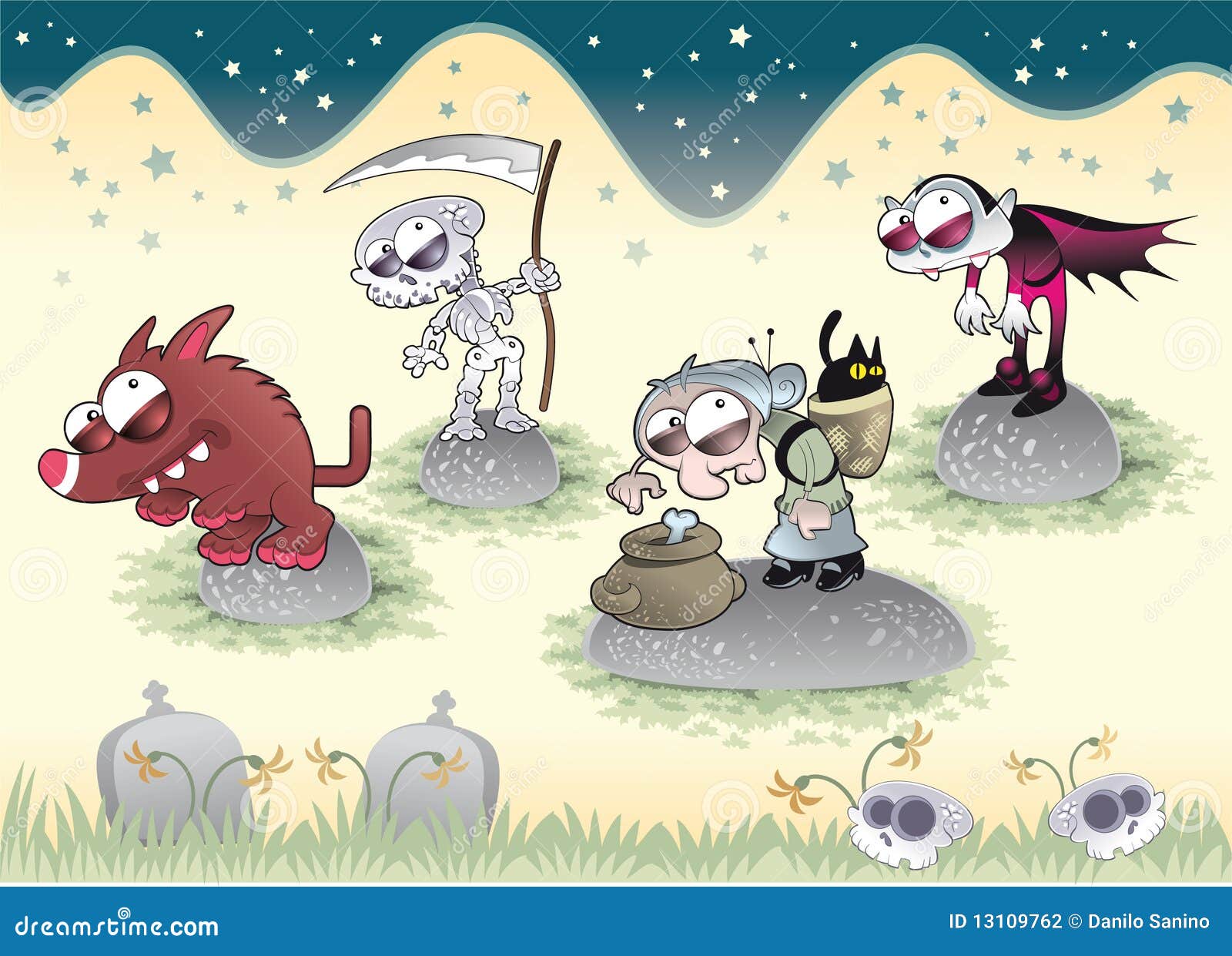 Horror Family with Background. Stock Vector - Illustration of rock ...