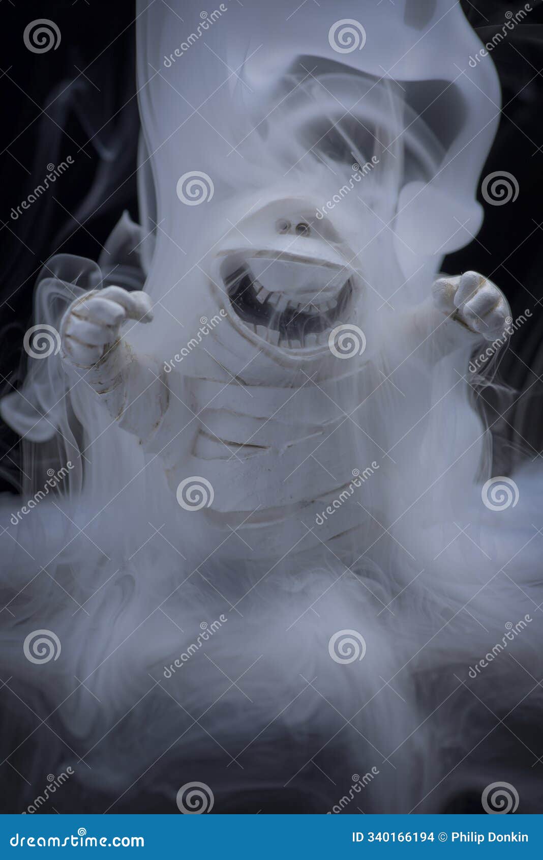 Horror Figures Ghost Mummies And Coffin With Scarry Smoke Patterns Hand ...