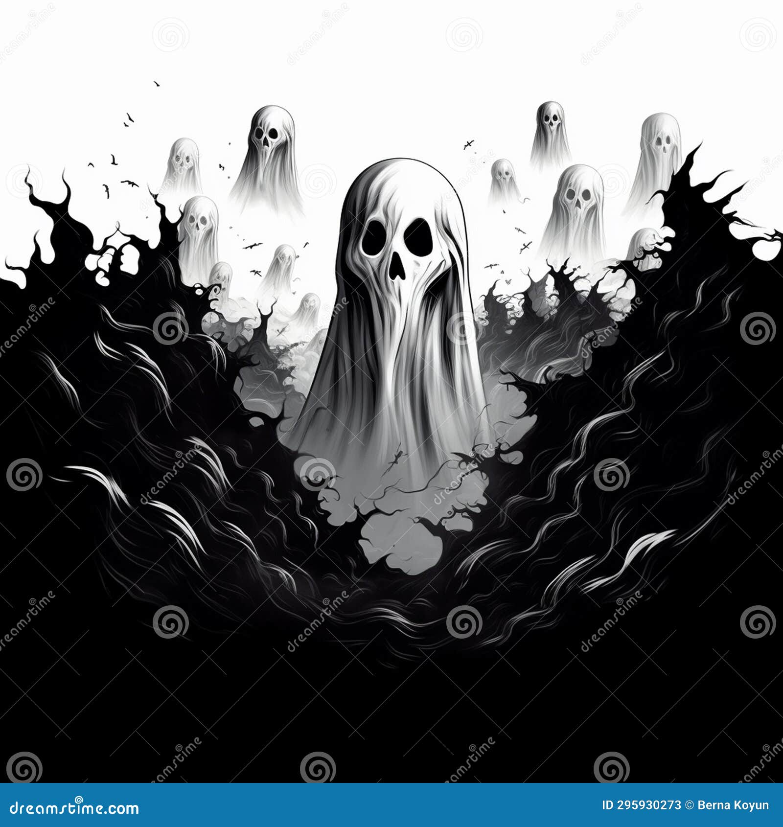 Horror Ghost Characters Eerie Ethereal Forms Stock Illustration ...