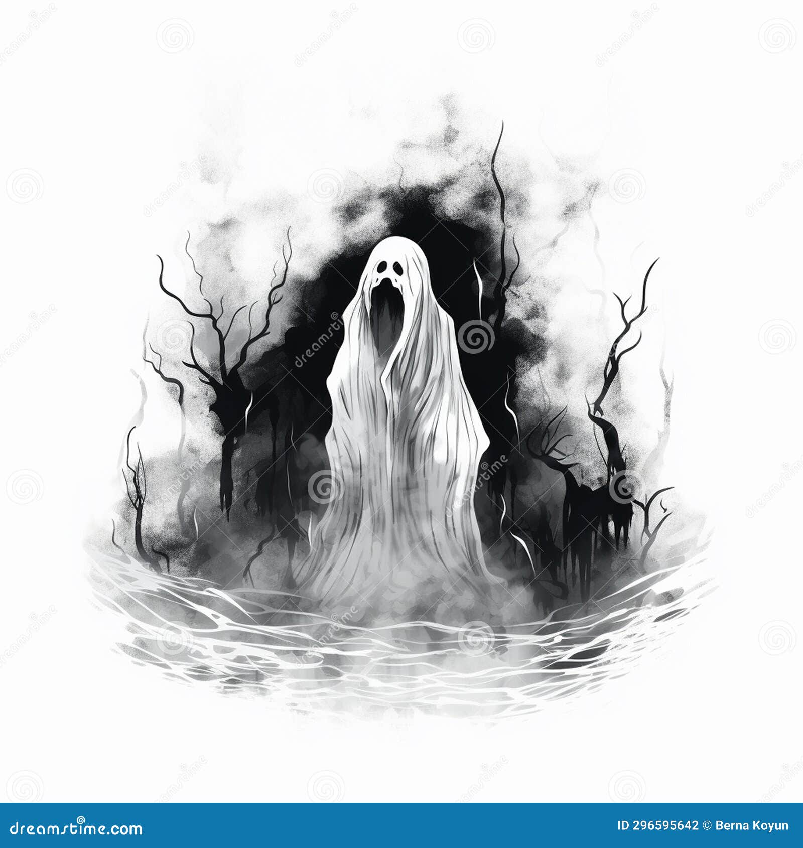 Horror Ghost Characters Eerie Ethereal Forms Stock Illustration ...