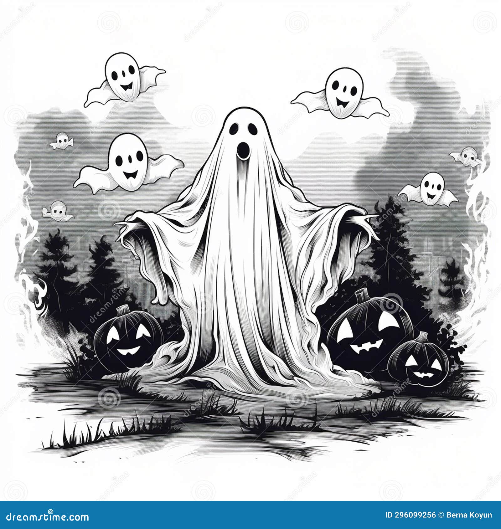 Horror Ghost Dreadful Figure Stock Illustration - Illustration of ...
