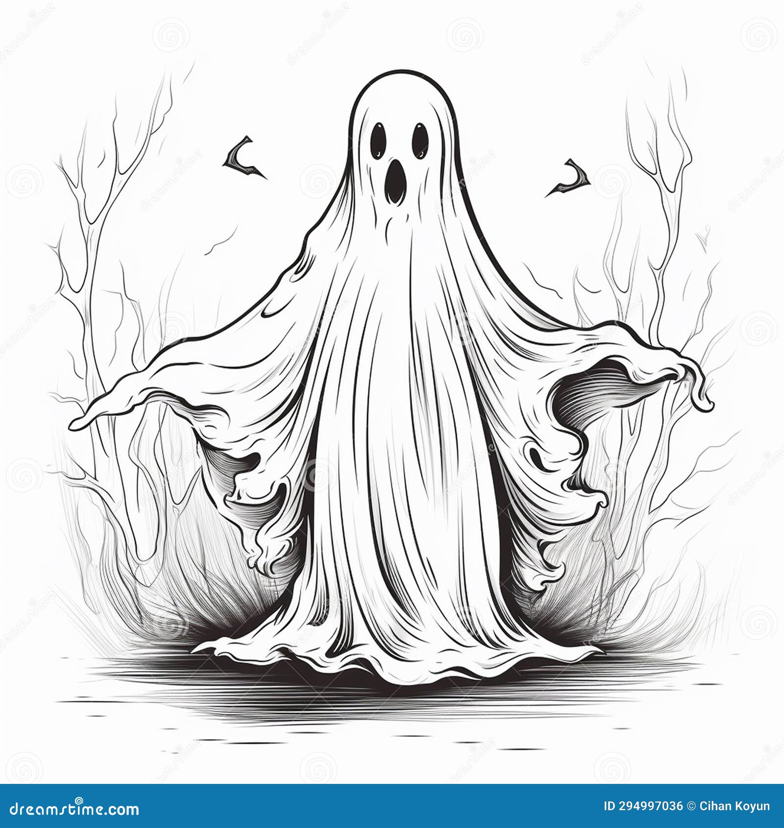 Horror Ghost Illustrations Menacing Ethereal Entities Stock ...