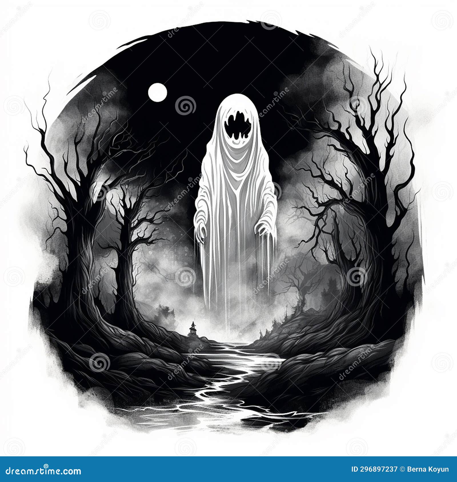 Horror Ghost Illustrations Menacing Ethereal Entities Stock ...
