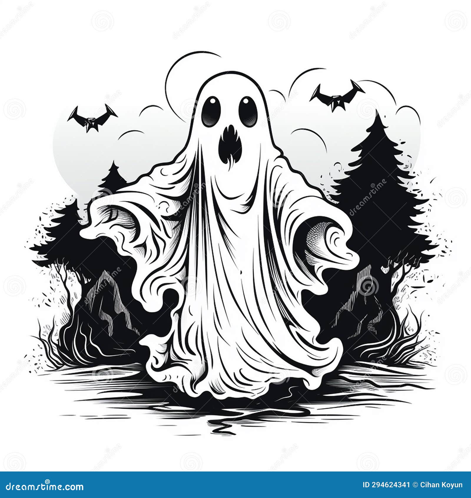 Horror Ghost Petrifying Ethereal Entity Stock Illustration ...