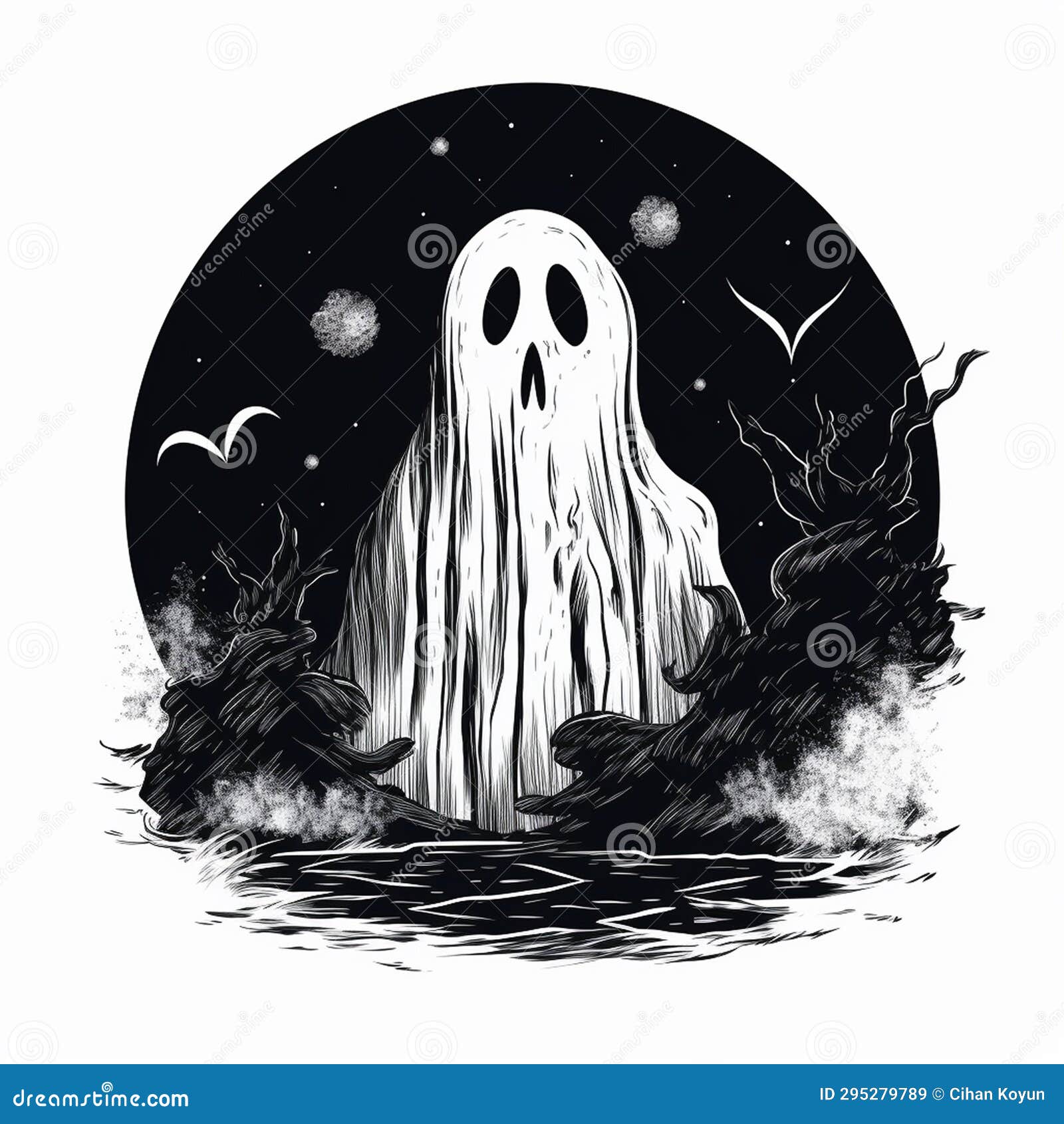 Horror Ghost Petrifying Ethereal Entity Stock Illustration ...