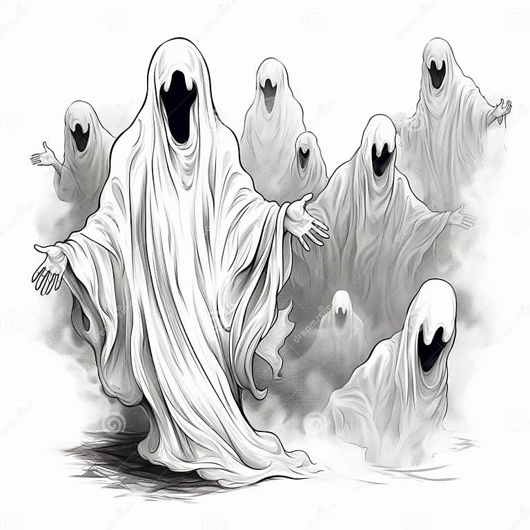 Horror Ghost Spine-Chilling Entity Stock Illustration - Illustration of ...